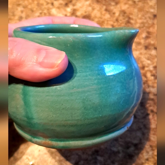 studio pottery | Art | Hand Thrown Pottery Creamer Teal Rustic Signed ...